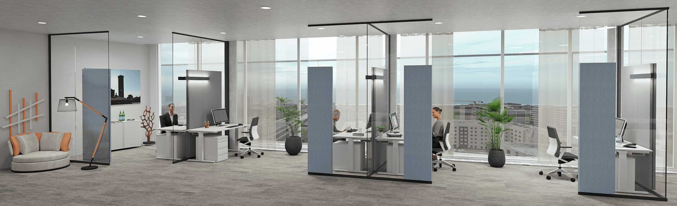 Glass partition for soundproofing in office - PreGlass | PREFORM